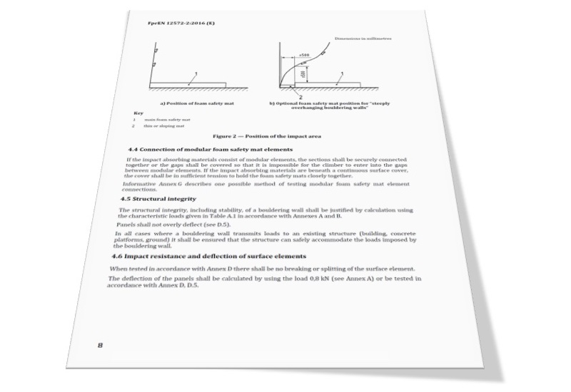 EN 12572 - Safety of bouldering walls - S2P